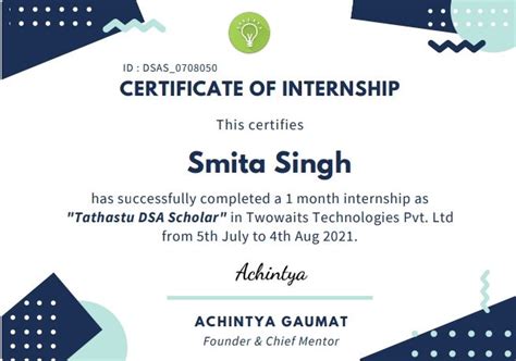 Smita Singh On Linkedin Completed My 1 Month Internship As A Dsa
