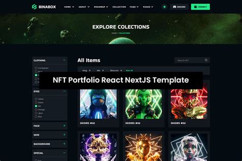 Binabox Nft Portfolio React Nextjs Template Site Templates Ft Nft