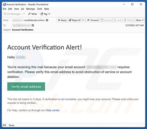Account Verification Alert Email Scam Removal And Recovery Steps
