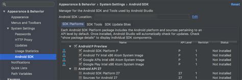 Android P Sdk And Emulator Images Appear In Android Sdk Manager