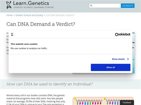 University Of Utah Genetic Science Learning Center Dna And Verdicts Interactive For 9th 10th