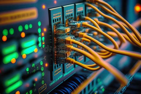Network Panel Switch And Cable In Data Center Generative Ai Stock