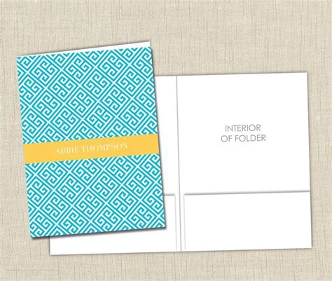 Personalized Folder Girls Greek Key Personalized Folders Folders Pocket Folder