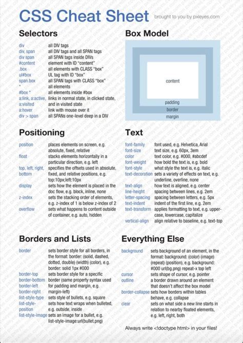 css cheat sheet programação de computadores programação web linguagem de programação