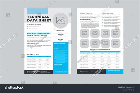 Technical Data Sheet Layout Template 2 Stock Vector Royalty Free 2599085121 Shutterstock