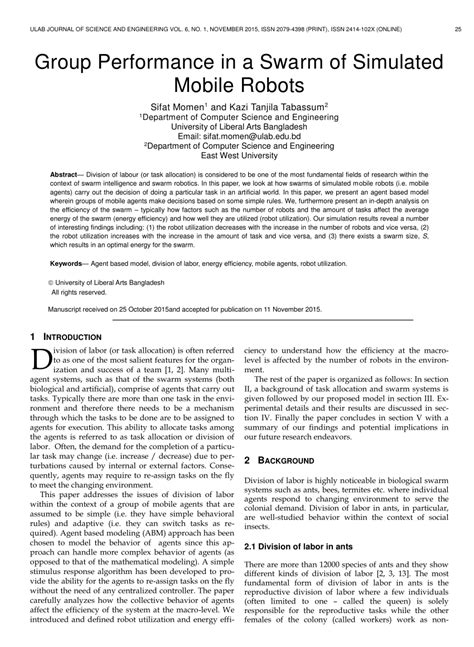 Pdf Group Performance In A Swarm Of Simulated Mobile Robots