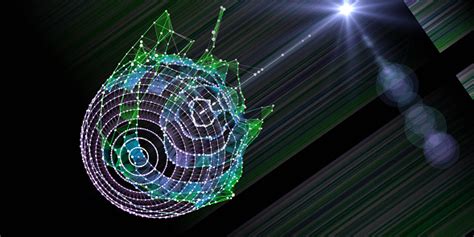 다각형 와이어프레임 그리드 구와 흐린 선이 있는 추상적인 배경입니다 비즈니스 기술 및 과학 미래 개념 빅 데이터 0명에 대한