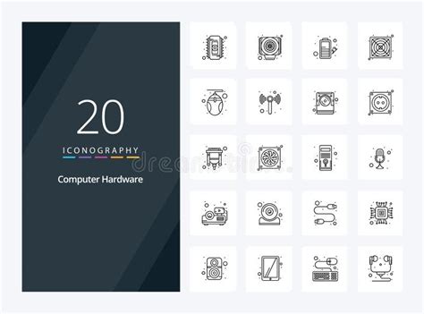 Computer Hardware Outline Icon For Presentation Vector Line Icons Illustration Stock Vector