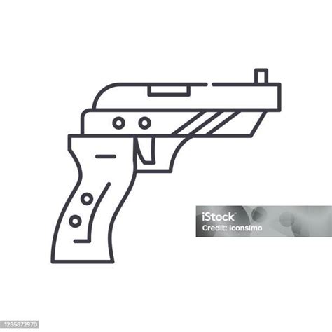 짧은 총 아이콘 선형 격리 된 그림 얇은 선 벡터 웹 디자인 기호 흰색 배경에 편집 가능한 스트로크와 개요 개념 기호 0명에