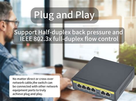 Коммутатор POE DK100-4FP2F 4 Port 10/100M POE +2 Built-in) корпус металл