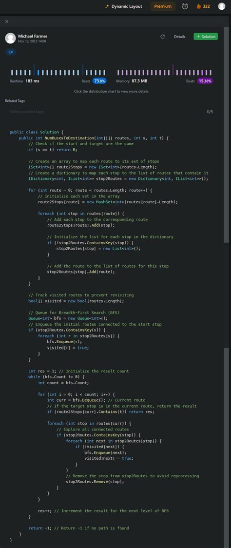 Daily Leetcode Bus Routes Hard Michael Farmer Posted On The Topic Linkedin