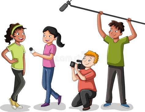 Cartoon Teenagers Interviewing A Girl Stock Vector Illustration Of
