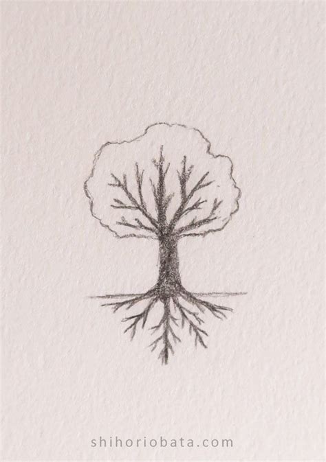 An Ink Drawing Of A Tree With Roots