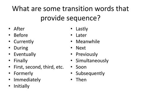 PPT Using Sequence Of Events Transition Words PowerPoint Presentation ID