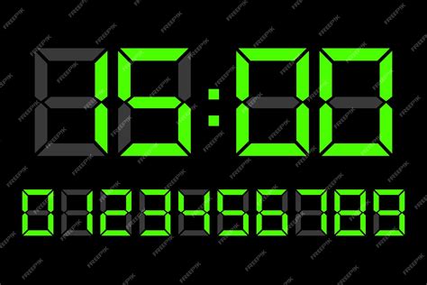 Premium Vector Light Green Digital Led Numbers Digital Clock Number Set Electronic Figures