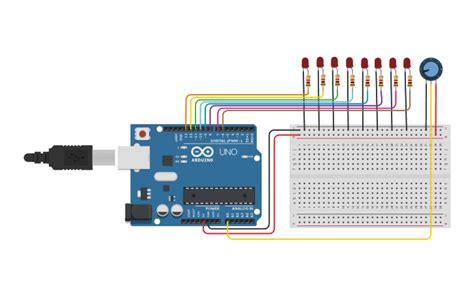 Circuit Design Tp 2 Secuencia De Leds Con Potenciómetro Tinkercad