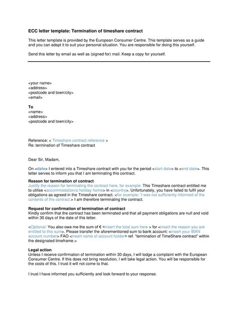 Free Printable Timeshare Cancellation Letter Templates Pdf Word