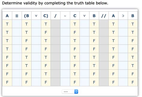 solved determine validity by completing the truth table