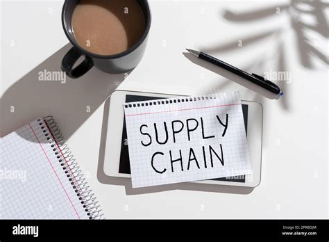 Handwriting Text Supply Chain Internet Concept System Of Organization