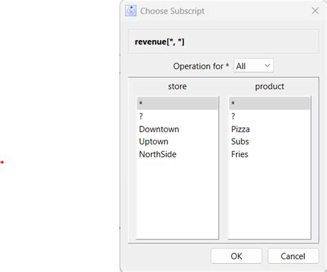 Choose Subscript Dialog Box