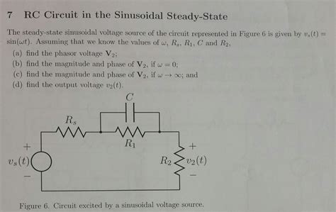 Solved Rc Circuit In The Sinusoidal Steady State The