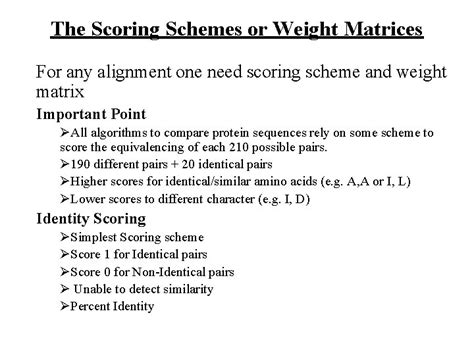 basics of sequence alignment and weight matrices and