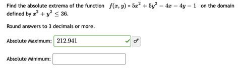 solved find the absolute extrema of the function