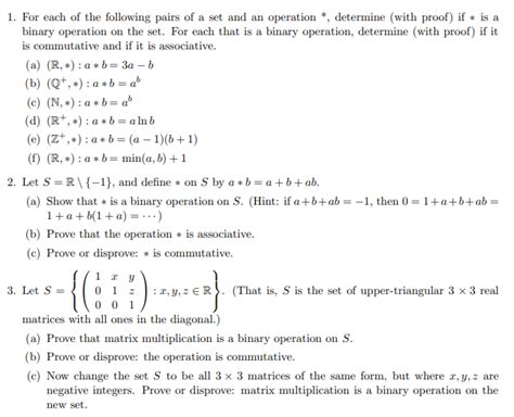 Solved 1 For Each Of The Following Pairs Of A Set And An