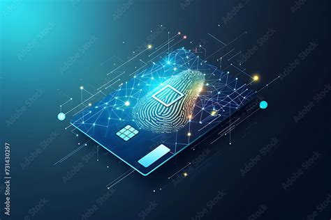 Bank Card With Fingerprint Authentication Concept Bank Card With An Illuminated Fingerprint