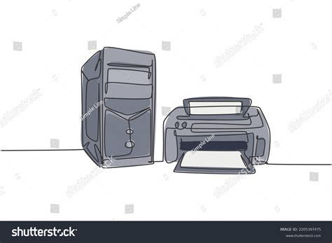 One Continuous Line Drawing Cpu Computer Stock Vector Royalty Free Shutterstock