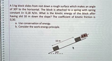 SOLVED A Kg Block Slides From Rest Down A Rough Surface Which Makes An Angle Of To The