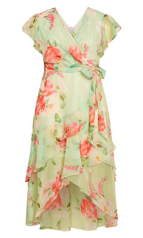 Women S Plus Size Flirty Tier Print Maxi Mint Dress