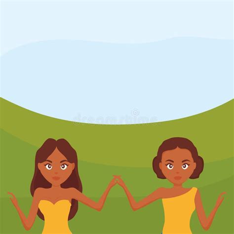 Beautiful And Sensual Women In The Landscape Stock Vector