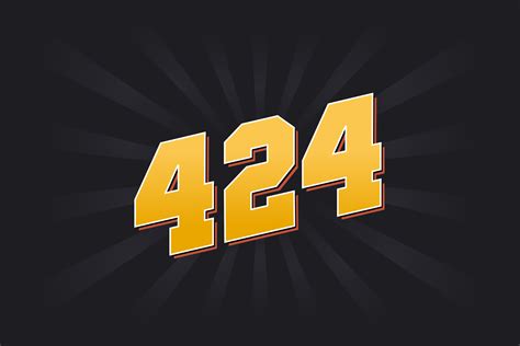 Number 424 Vector Font Alphabet Yellow 424 Number With Black