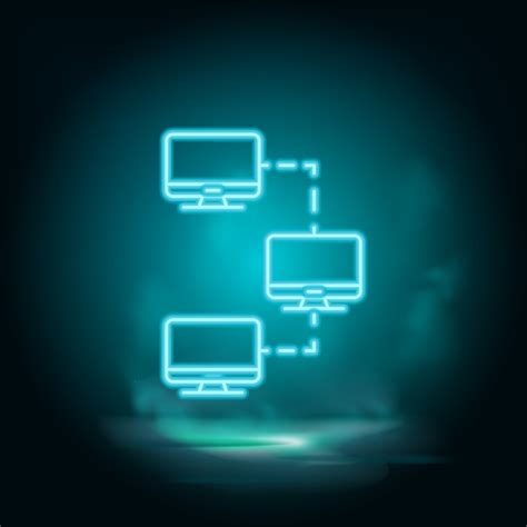 Computer Lan Vector Blue Neon Icon Illustration Isolated Vector Sign Symbol Computer