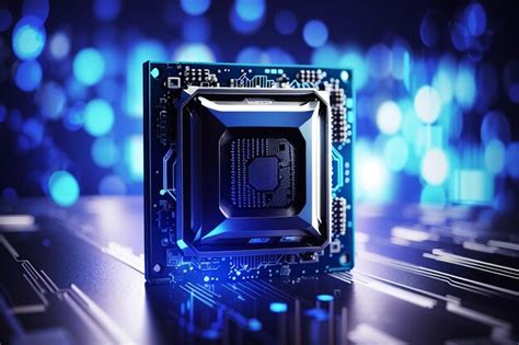 Premium AI Image Super Processor Core Computer System Technology Neon Background