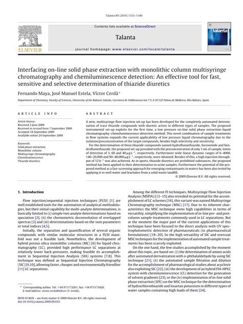 Pdf Interfacing On Line Solid Phase Extraction With Monolithic Column Multisyringe