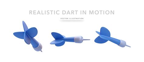 흰색 배경에 격리된 3d 현실적인 파란색 다트 세트 벡터 그림 다트에 대한 스톡 벡터 아트 및 기타 이미지 다트 다트용 화살 3차원 형태 Istock