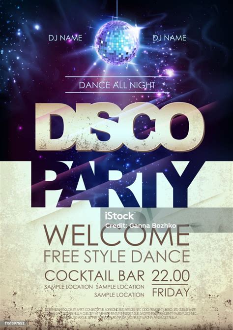 디스코 공 배경입니다 오픈 스페이스 배경에 디스코 파티 포스터 고풍스런에 대한 스톡 벡터 아트 및 기타 이미지 고풍스런 그런지 이미지 기법 나이트클럽 Istock