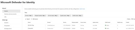 Microsoft Defender For Identity Sensor Health And Settings In Microsoft