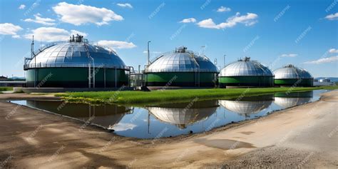 무산소 분해 크는 탄소 중립 발전을 위해 녹색 바이오 가스를 저장합니다 개념 재생 에너지 무산소분해 바이오 가스 저장 탄소중립 발전 크 기술 프리미엄 Ai 생성 이미지