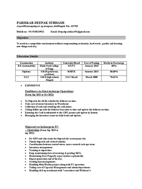 Deepak Resume 2023 Pdf