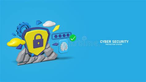 Digital Security Authentication Concept 3d Protection Cyber Secure Icon Realistic 3d Padlock