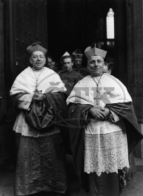 Archbishop And Cardinal Josef Beran In Cappa Magna With Canons Of