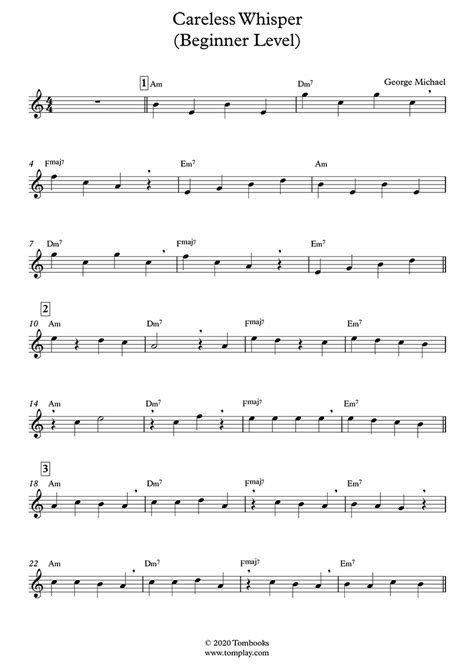 Careless Whisper Beginner Level Alto Sax George Michael Nuty Na