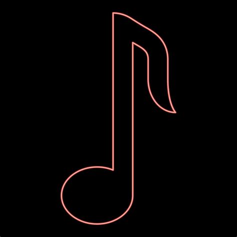 Neon Eighth Note Icon Black Color Vector Illustration Flat Style Image Red Color Vector