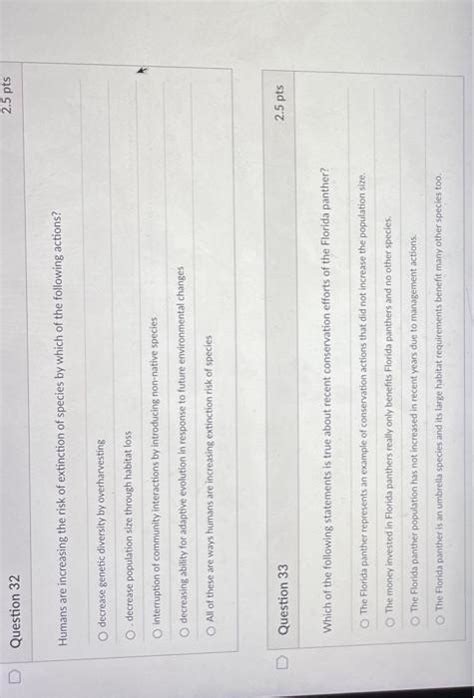 Solved Humans Are Increasing The Risk Of Extinction Of