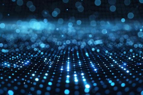 Futuristic Perspective With Glowing Blue Dots And Lines On Abstract Technology Background