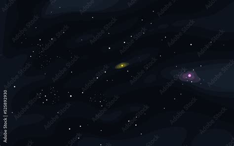 Vector Space Background Cute Flat Style Template With Stars In Outer Space Stock Vector