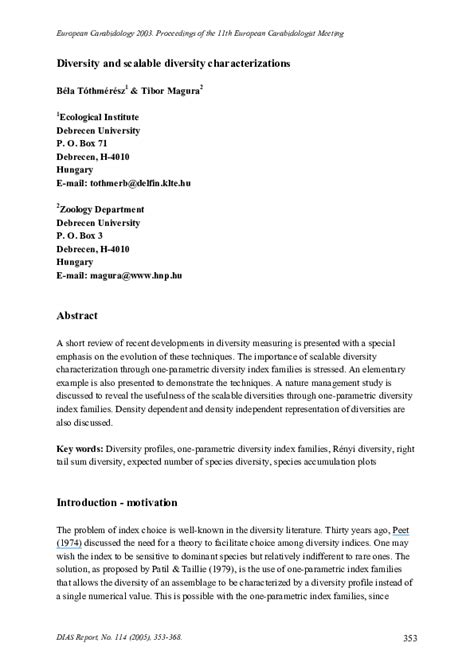 Pdf Diversity And Scalable Diversity Characterizations